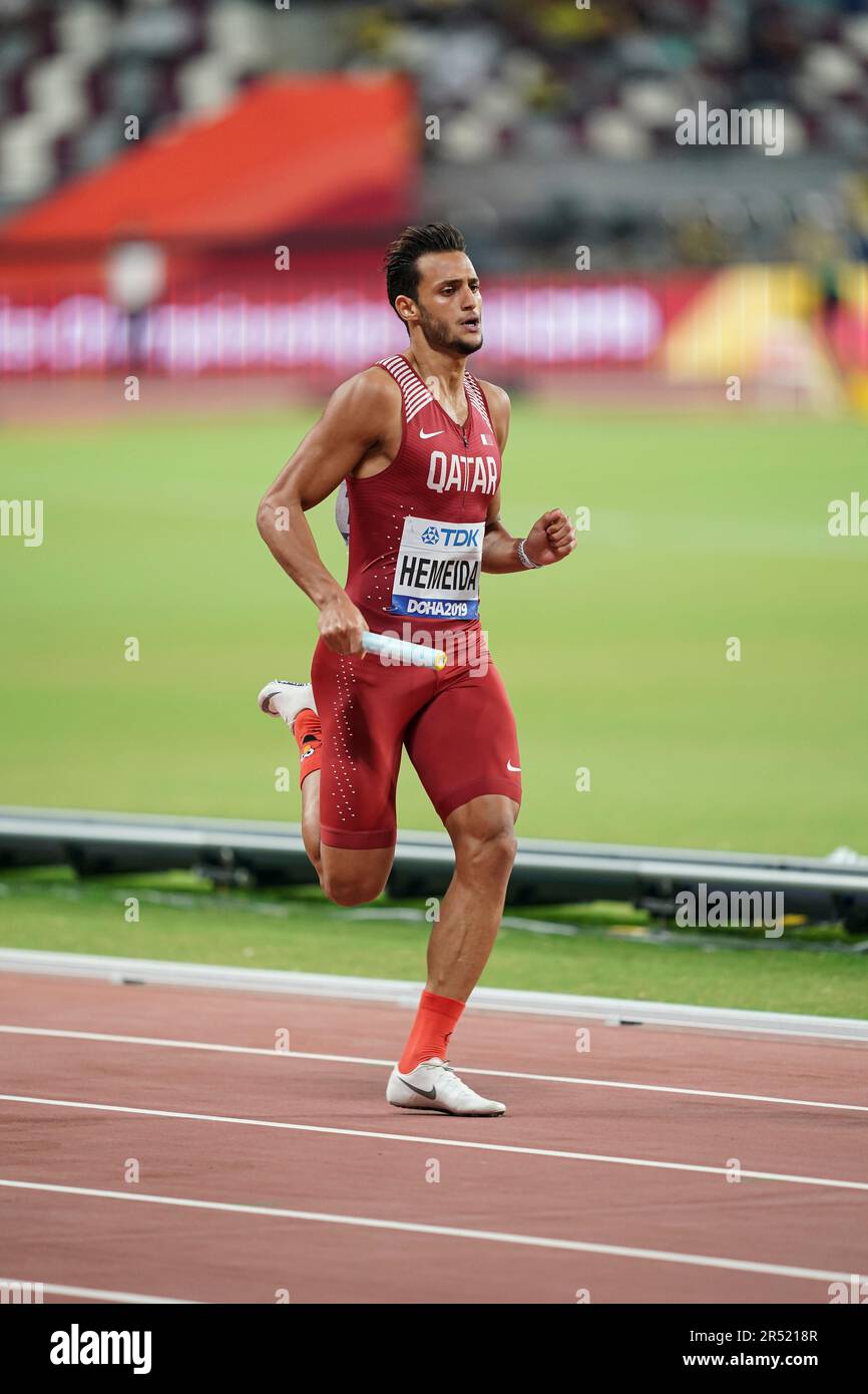 Bassem HEMEIDA running the 4x400m relay at the 2019 World Athletics ...