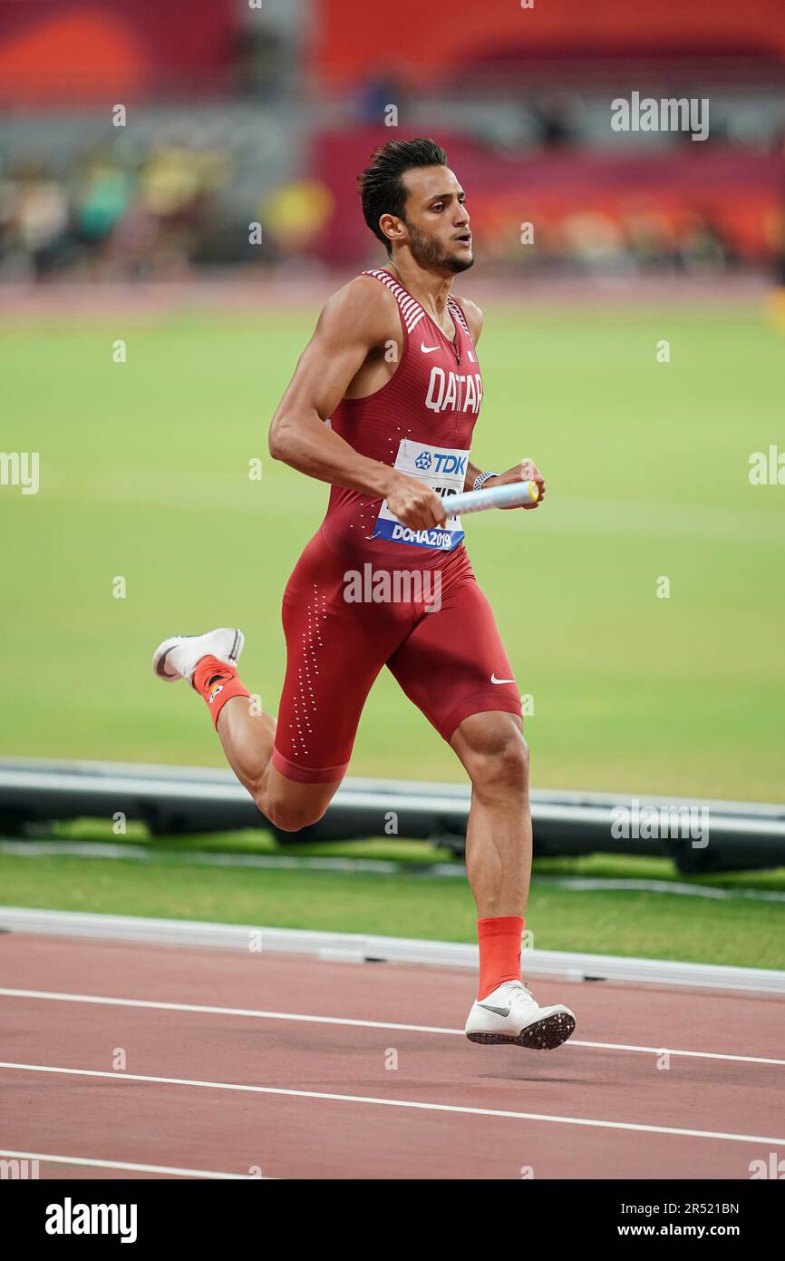 Bassem HEMEIDA running the 4x400m relay at the 2019 World Athletics ...