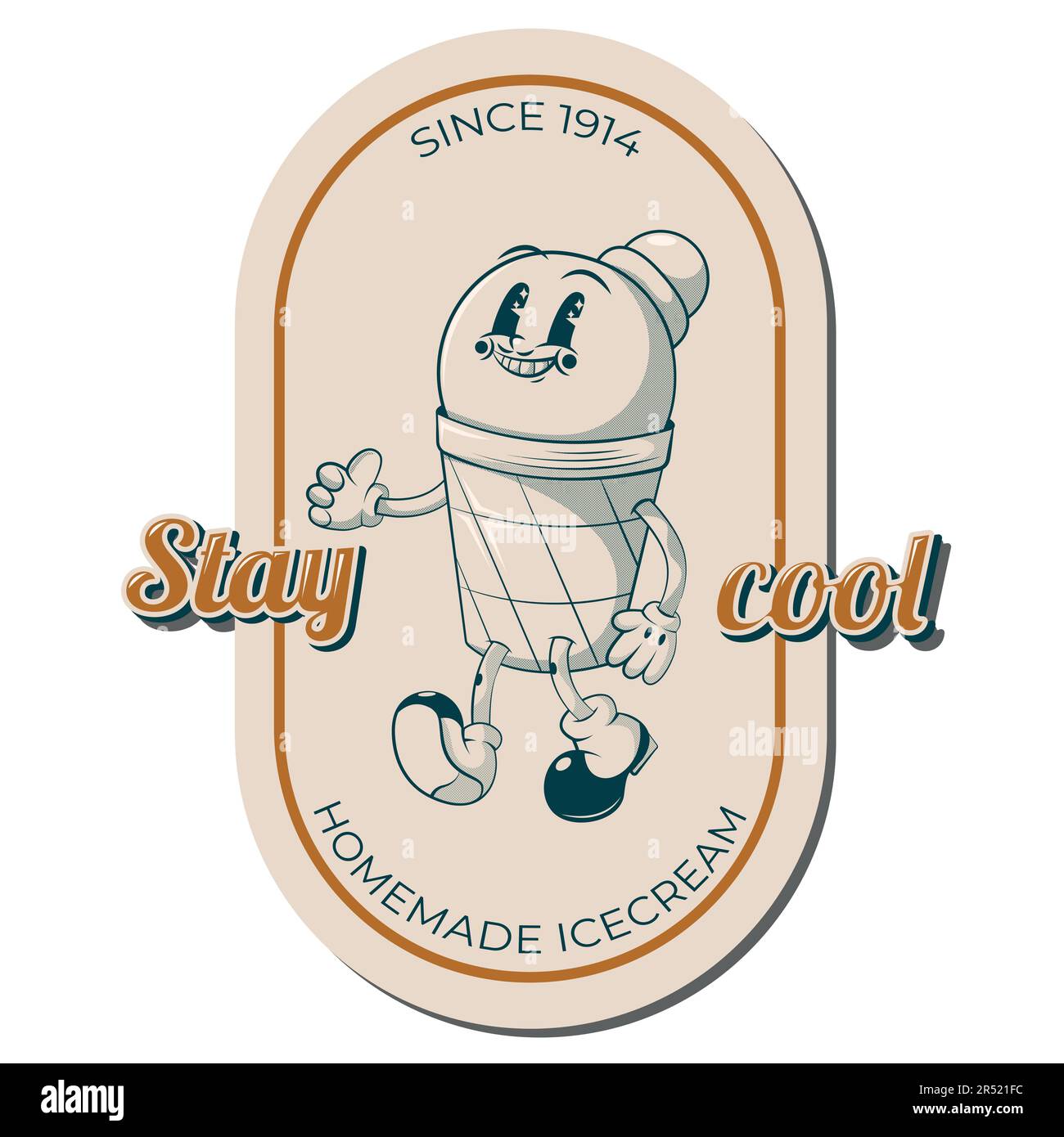 Ice cream 70s retro groovy illustration logo Stock Vector Image & Art ...