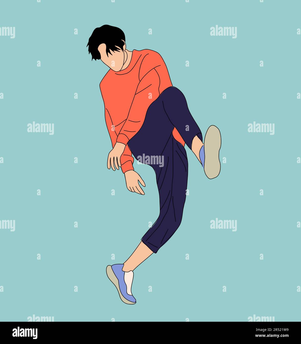 Teenager dancer hip hop, breakdance outline vector Stock Vector Image ...