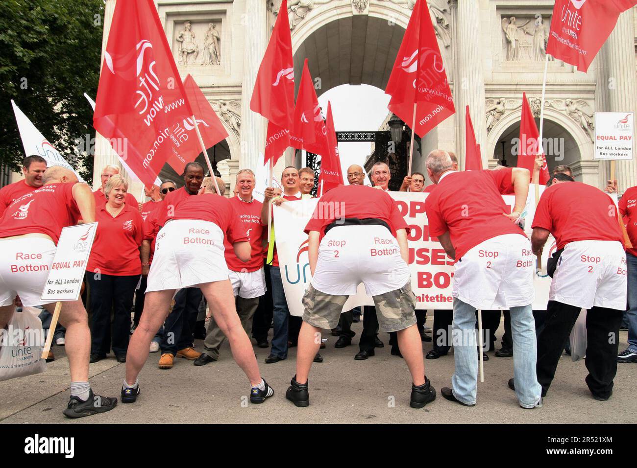 Members of Unite Union gather in London's Marble Arch to protest over ...