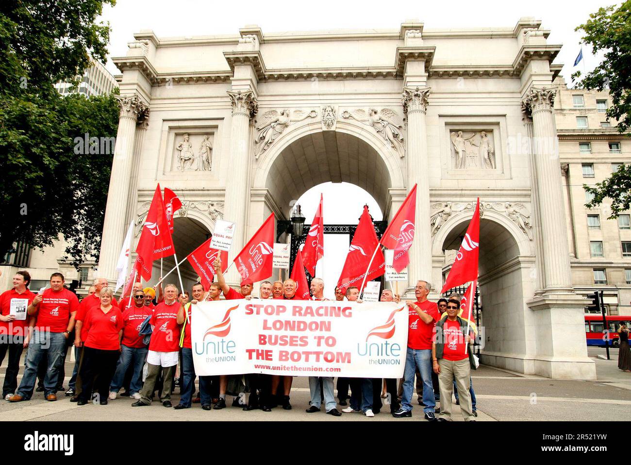 Members of Unite Union gather in London's Marble Arch to protest over ...