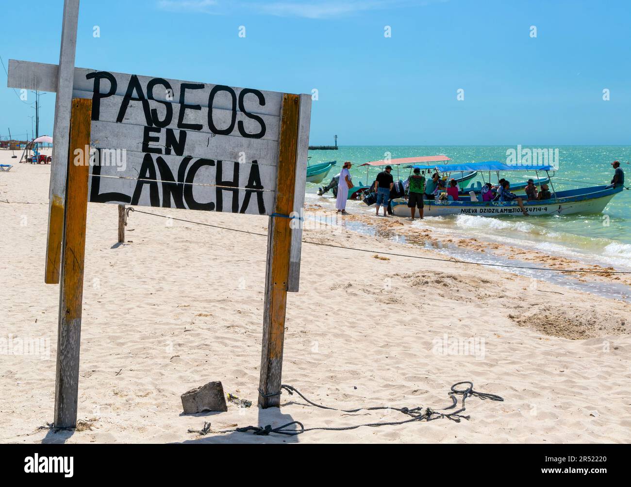 Sign at launch point on beach for tourist boat trips, Paseos en Launch ...