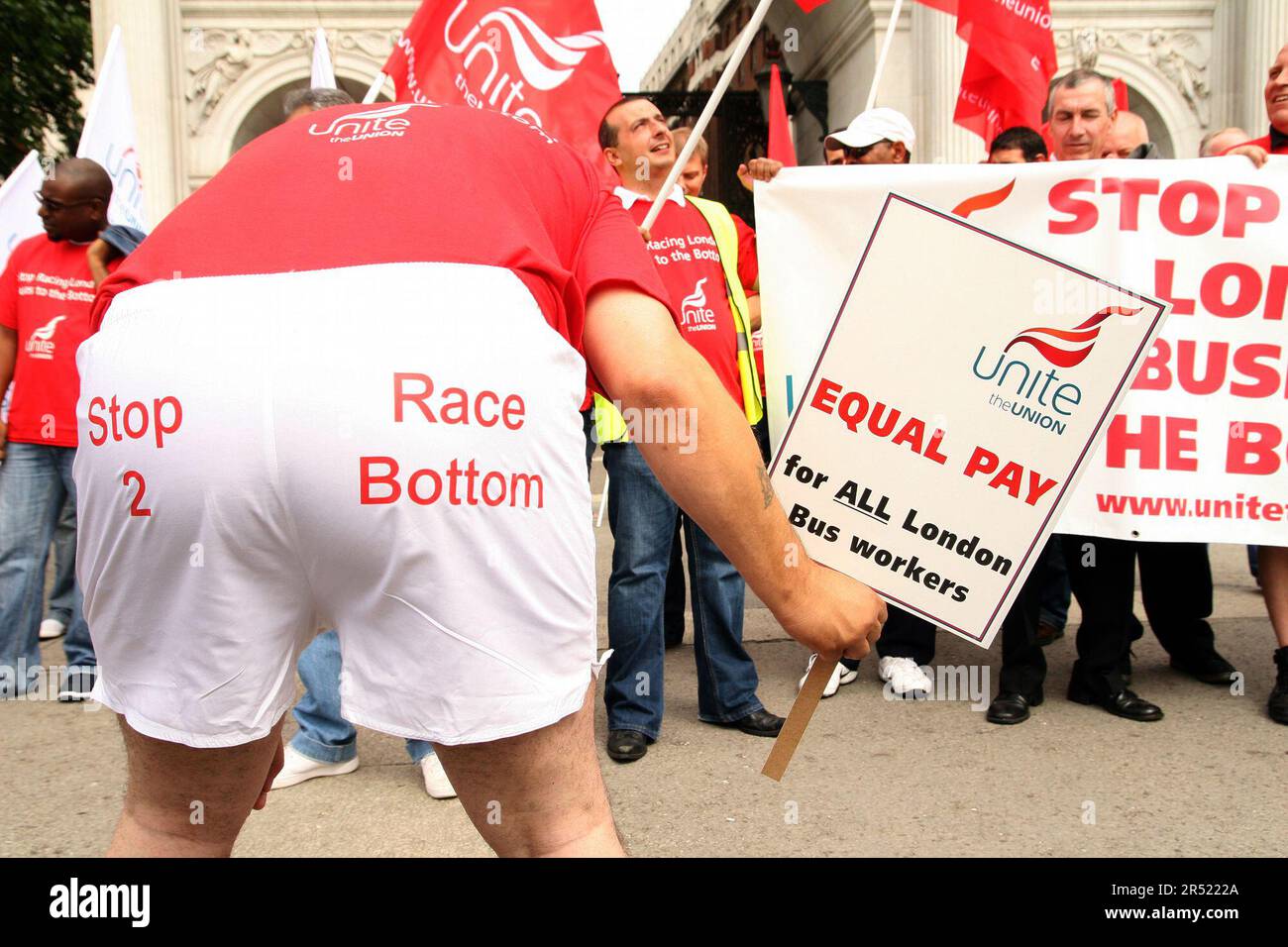 Members of Unite Union gather in London's Marble Arch to protest over ...