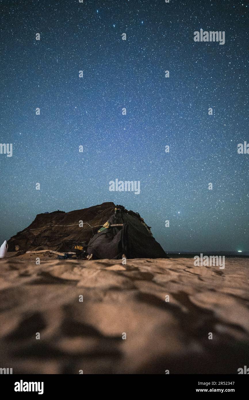 Spectacular scenery of starry sky with glowing stars in night time on ...