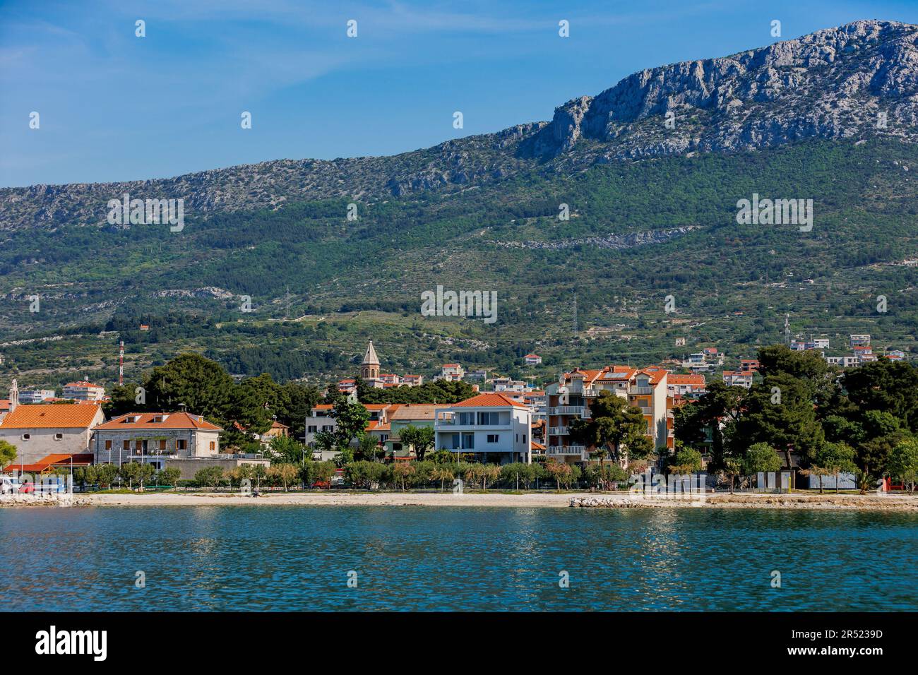 Split, Croatia. 07th May, 2023. City Kastela is seen from the Adriatic ...