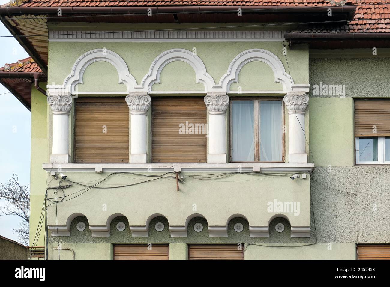 Building architecture close up in the Old city of Brasov, Transylvania ...