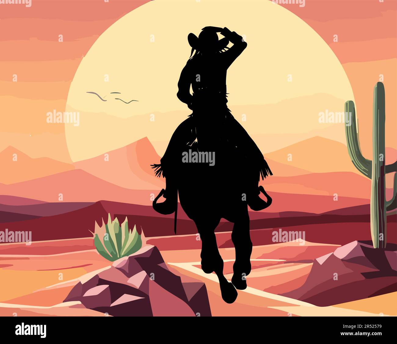 Cowboy cactus desert shadow hi-res stock photography and images - Alamy