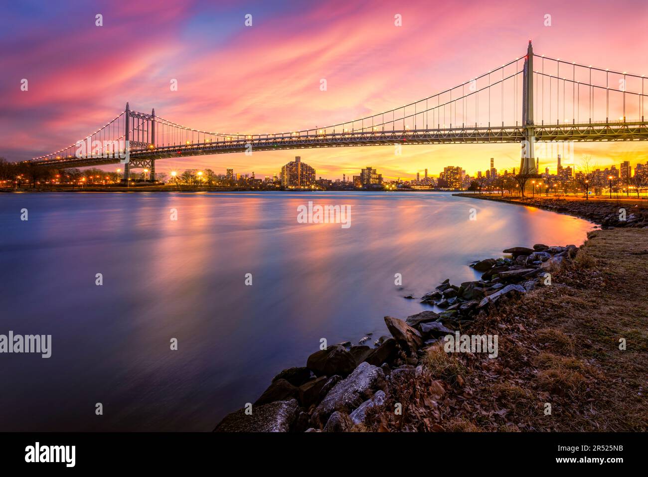 RFK/Triborough Bridges during sunset. The bridges link the boroughs of ...