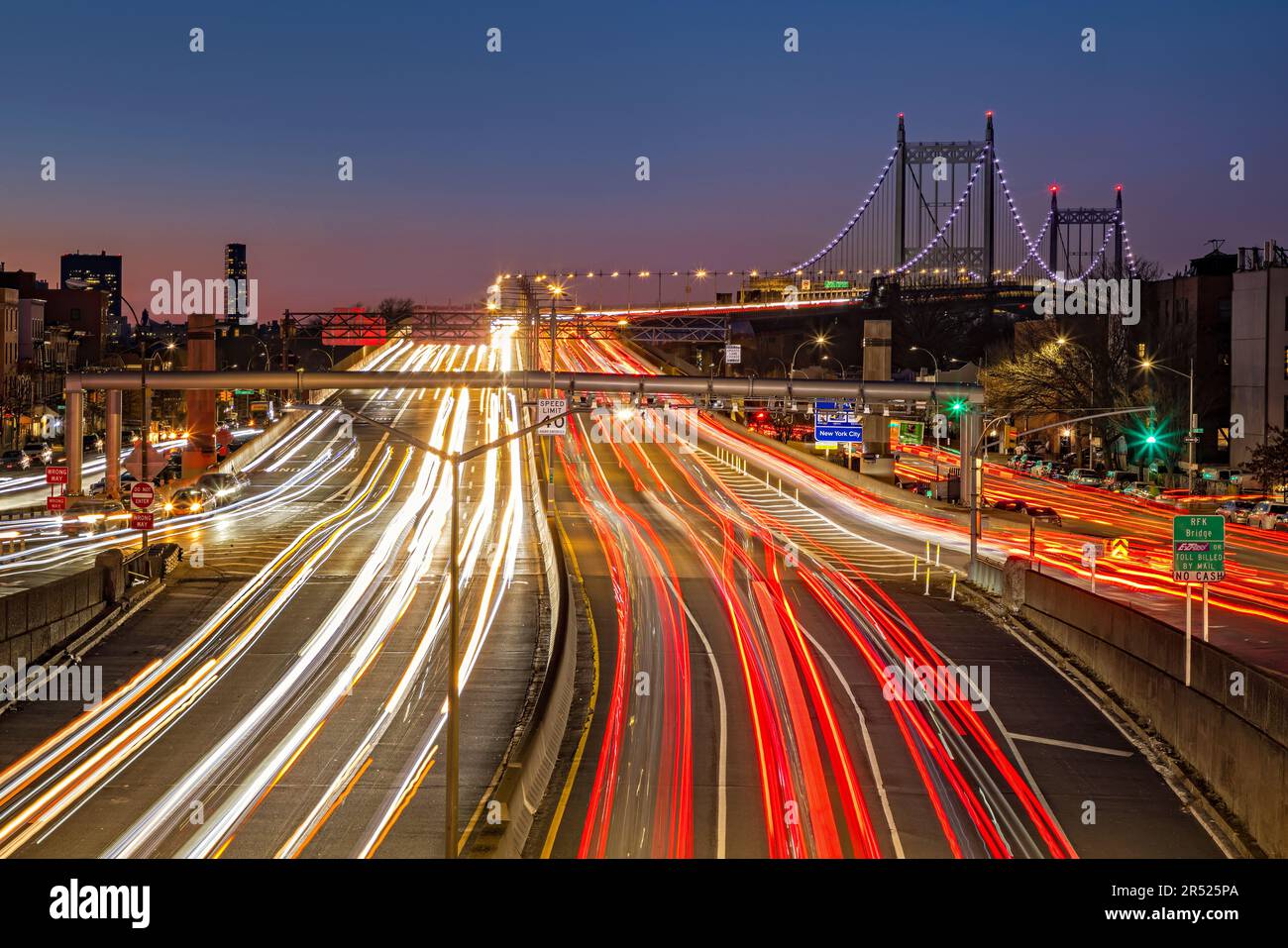 NYC Rush Hour Chaos - Long Exposure of cars traveling the RFK ...