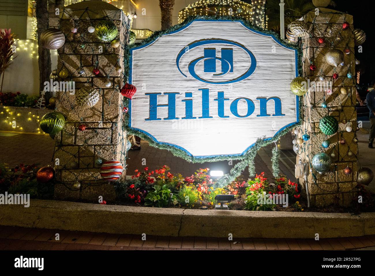 St. Augustine, Florida - December 30, 2022: Sign for the Hilton hotel ...