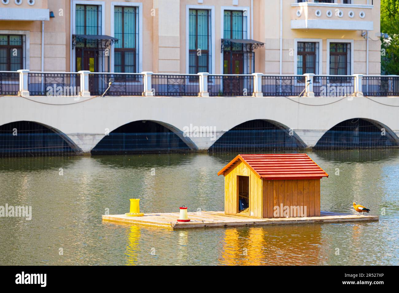 floating house for birds on the pond Stock Photo - Alamy