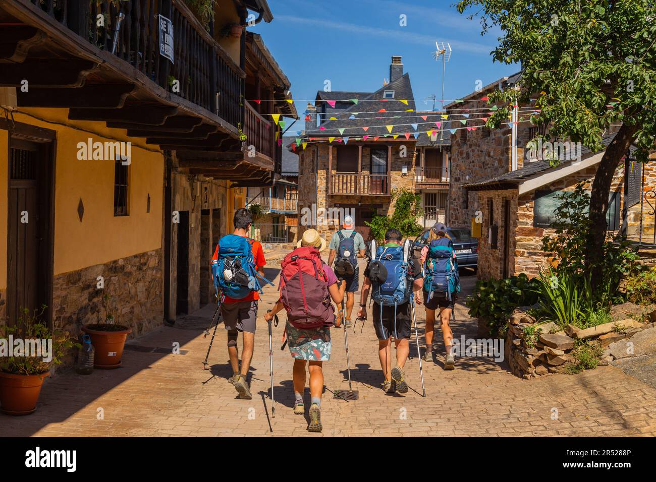 Navarre, Spain, 26 August, 2022: Pilgrims walk along the Camino De ...