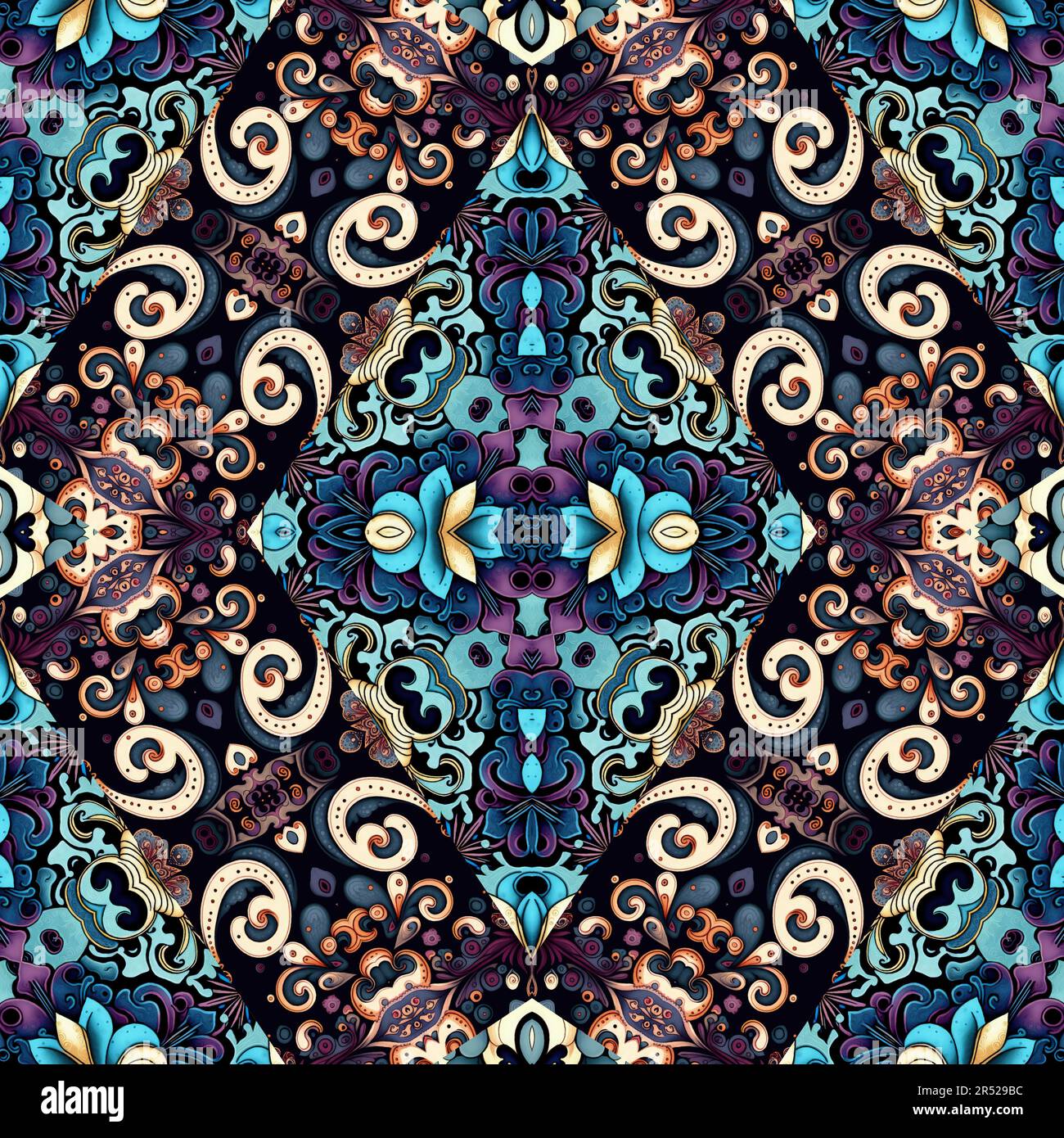 Ornamental victorian seamless wallpaper in roccoco style. Repeat tile ...