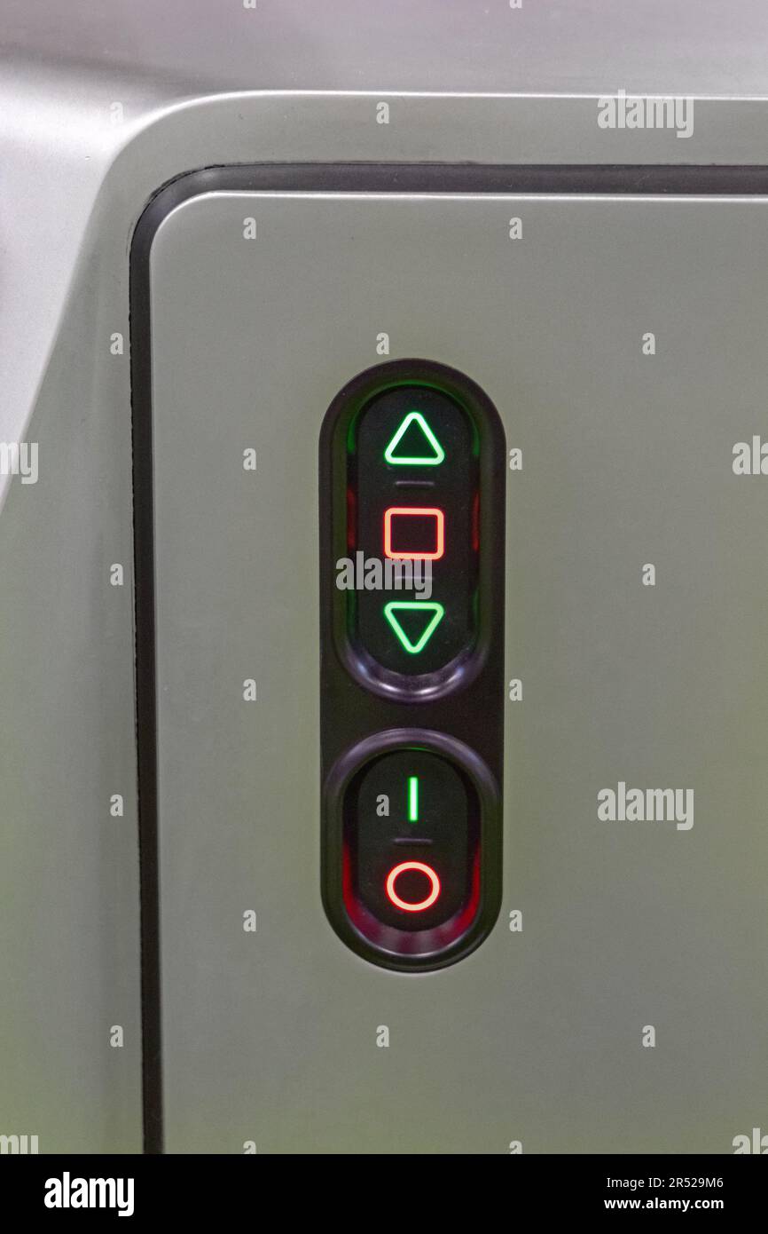 Machine Control Buttons Power On Off Up and Down Stop Equipment Stock ...