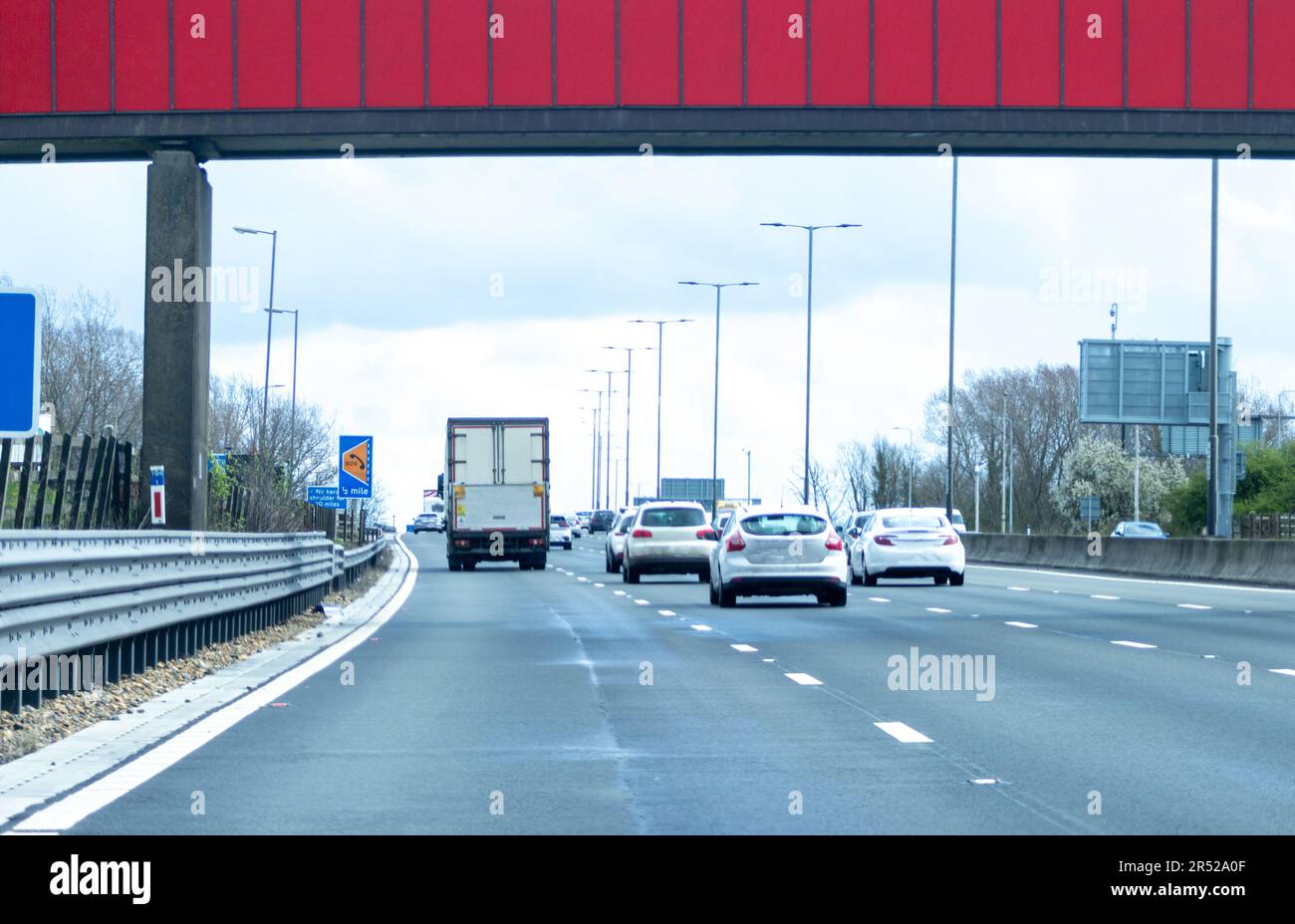 A main motorway within the United Kingdom with traffic building during ...