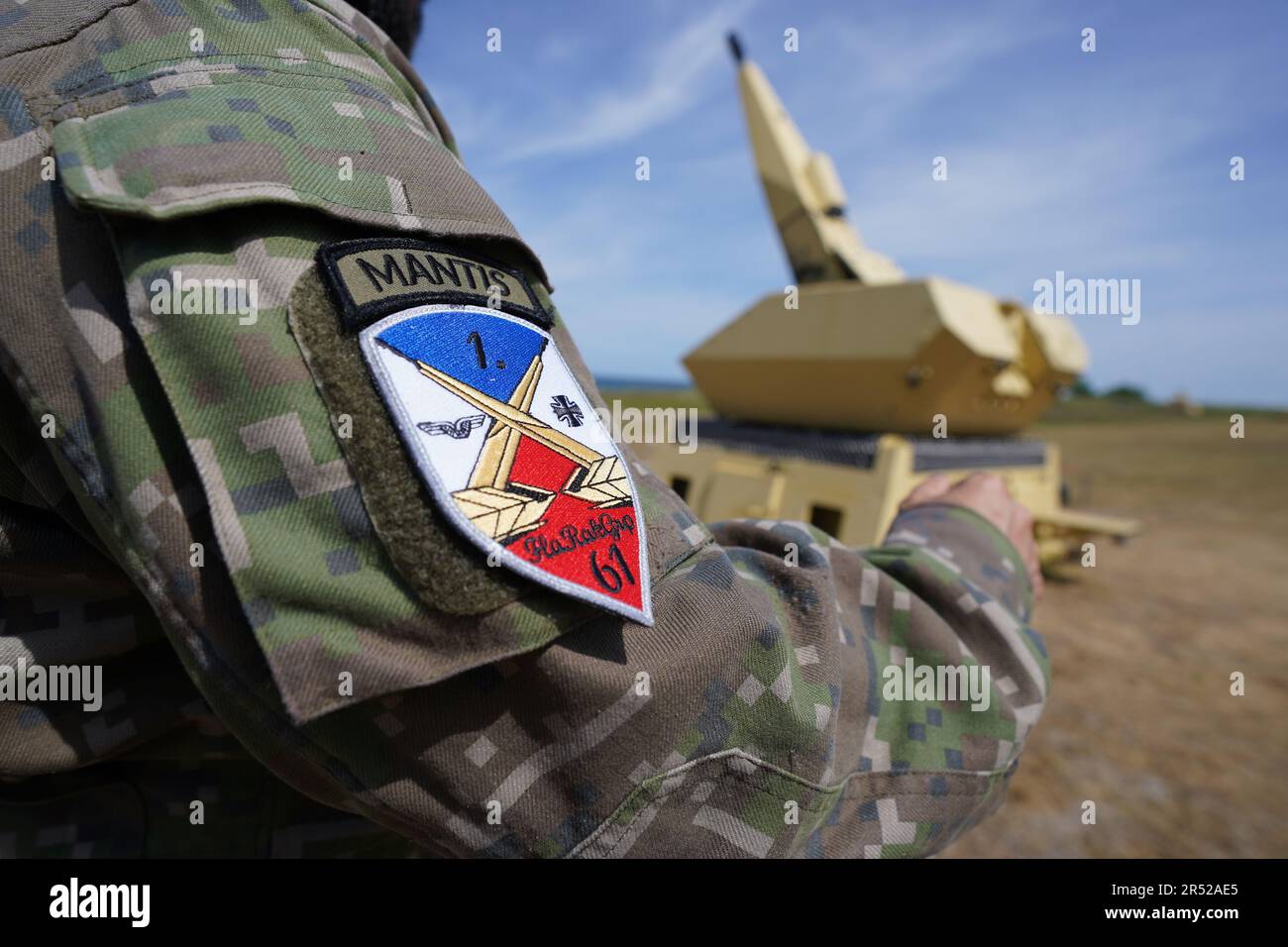 31 May 2023, Schleswig-Holstein, Todendorf: A Slovak soldier stands in ...