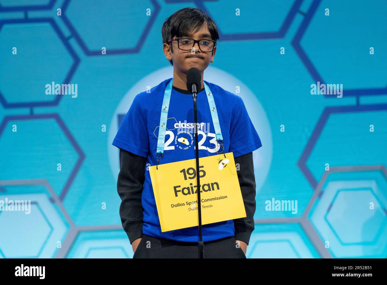 Faizan Zaki, 11, from Allen, Texas, competes during the Scripps ...
