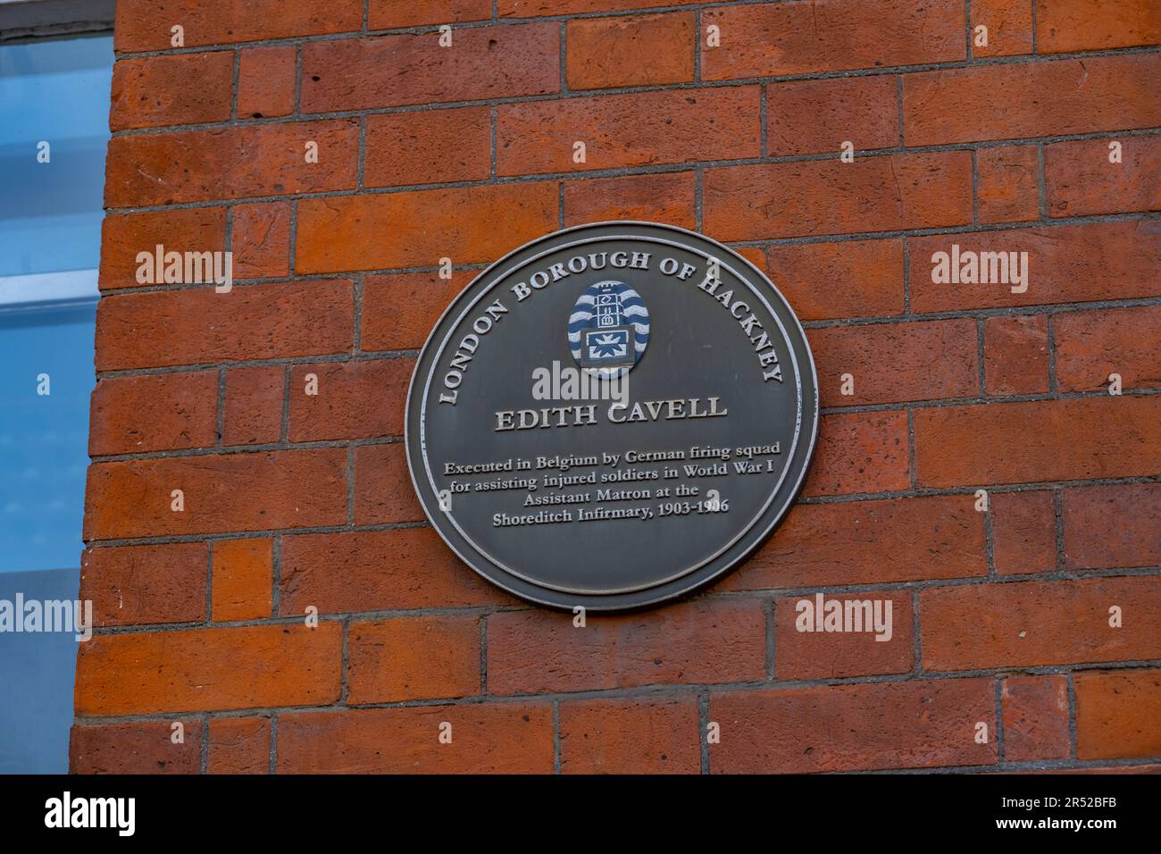 Plaque to Edith Cavell on the wall of the old Shoreditch infirmary ...