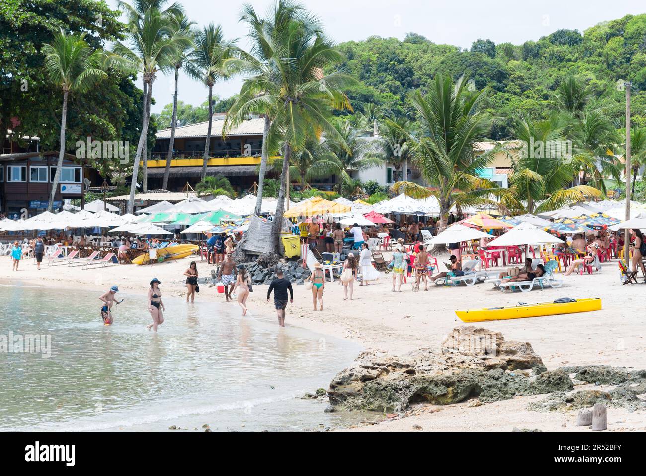 Cairu, Bahia, Brazil - January 19, 2023: View from the beach of Morro ...