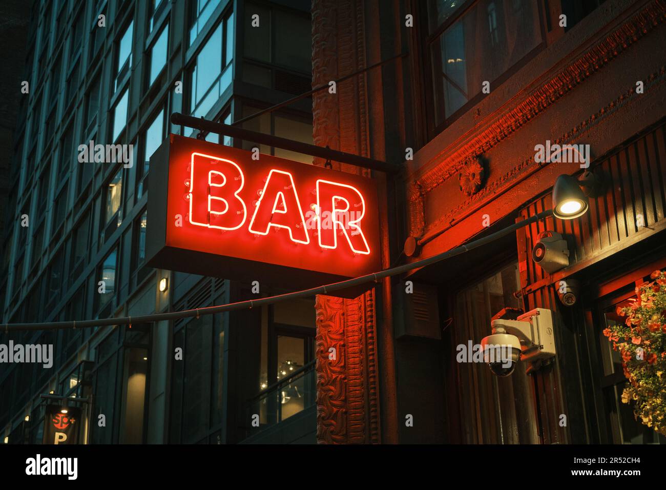 Bar neon sign at Osamil, Manhattan, New York Stock Photo - Alamy