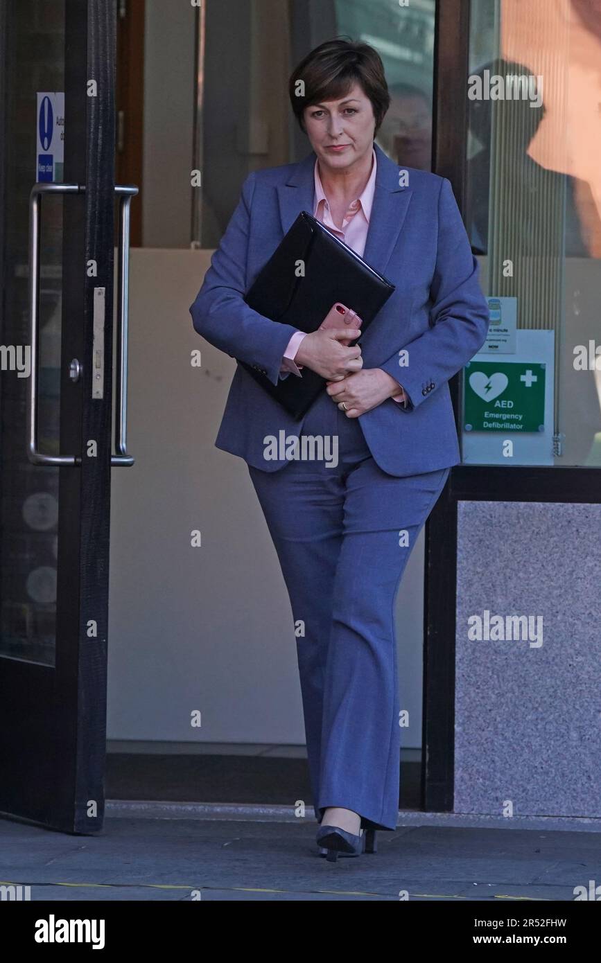 Former BBC newsreader Donna Traynor leaving the Office of the ...