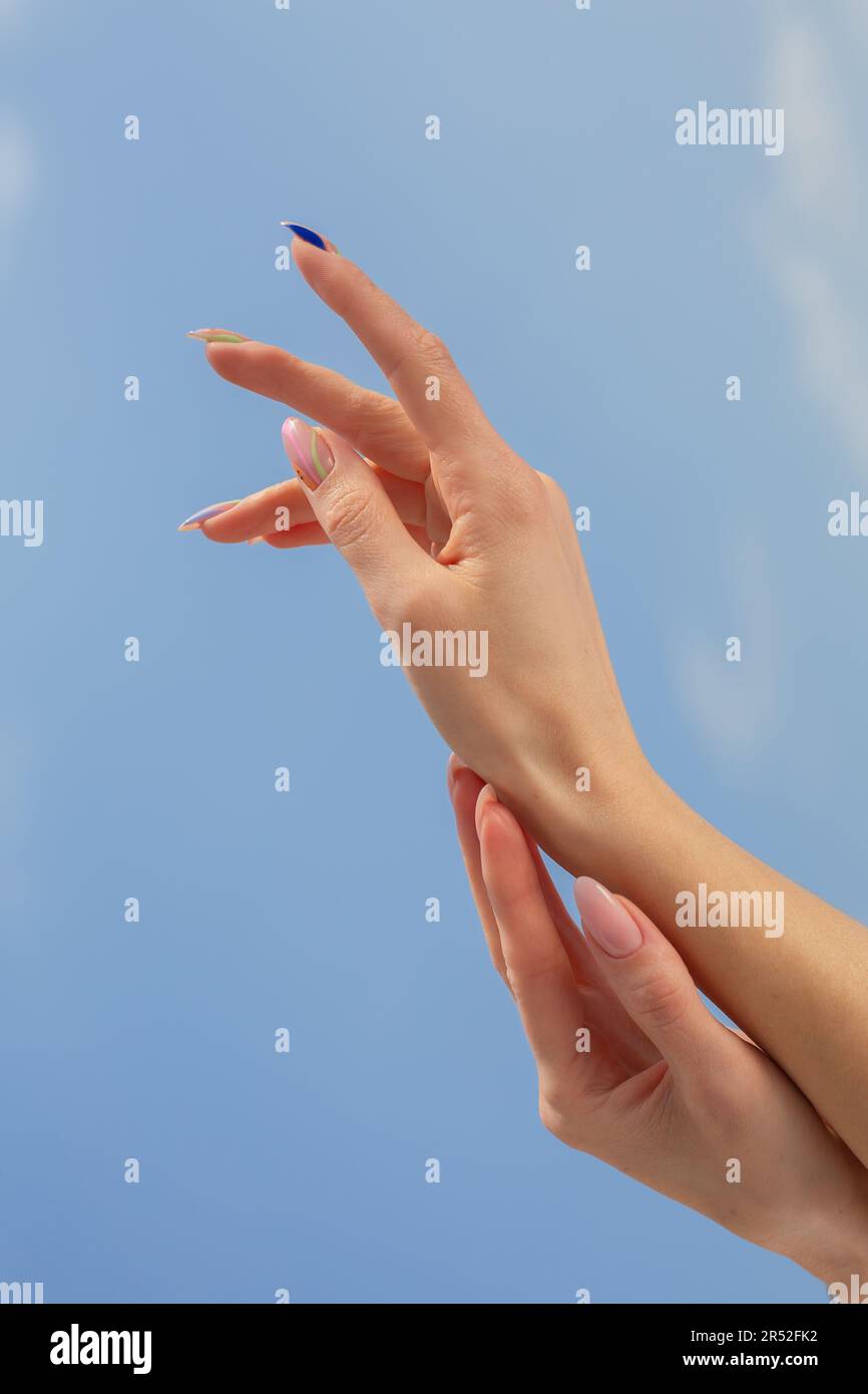 Beautiful female hands with manicure Stock Photo - Alamy