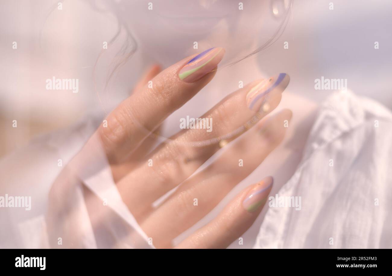 Beautiful female hands with manicure Stock Photo - Alamy