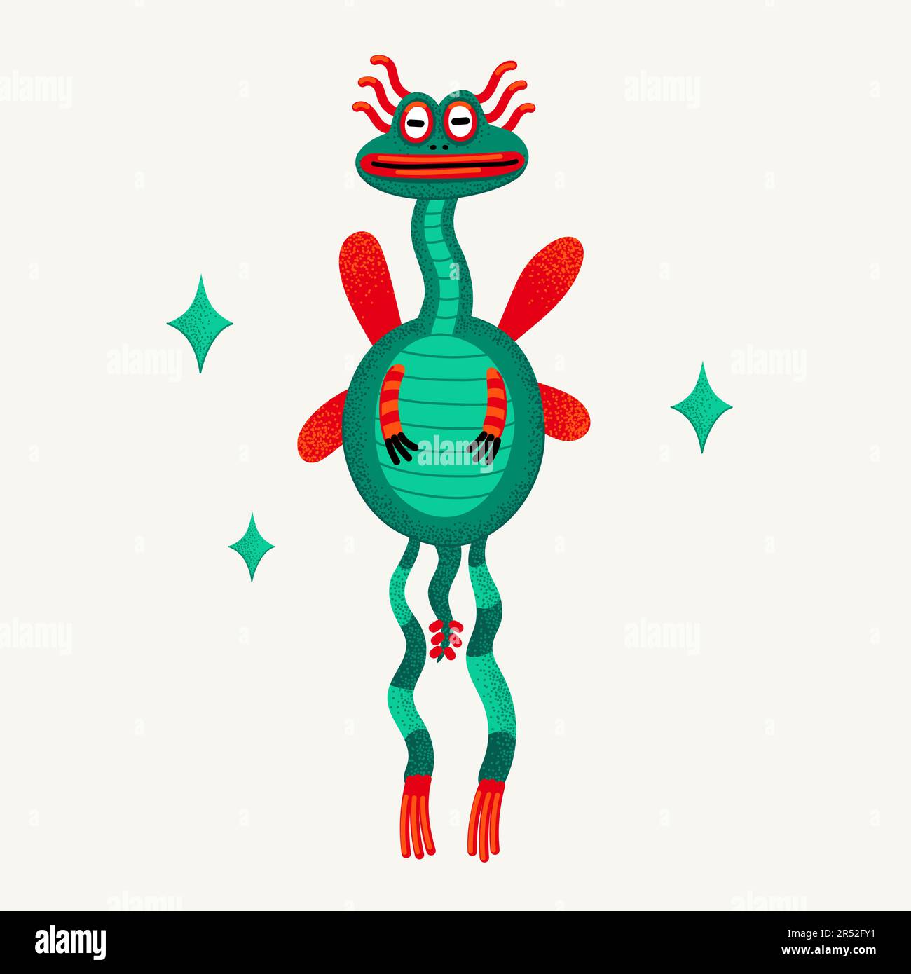 Cute cartoon vector monster. Monster character reptile fly insect with ...