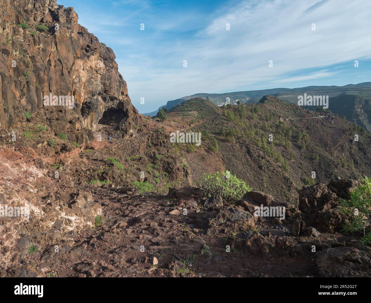 View of small cave for goats Cueva de Cabras on top of La Merica ...