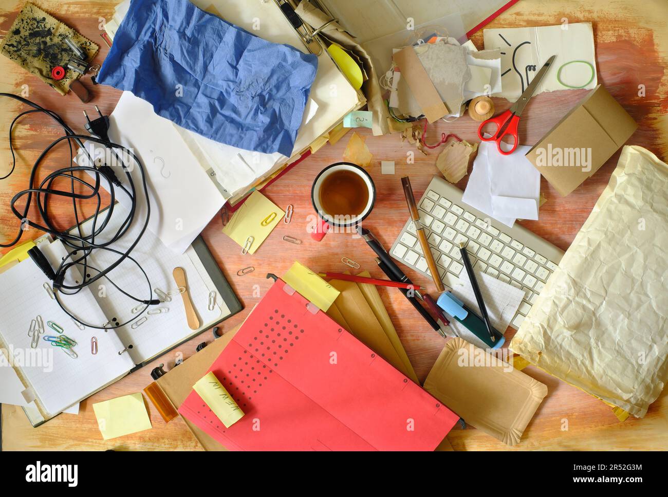 messy and clutterd office workplace, overworked, red tape, bureaucracy ...