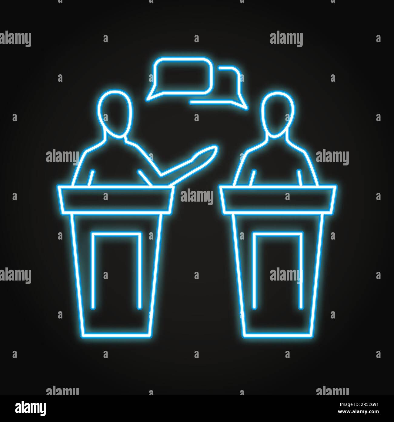 Political debate neon icon in line style. Public discussion symbol ...