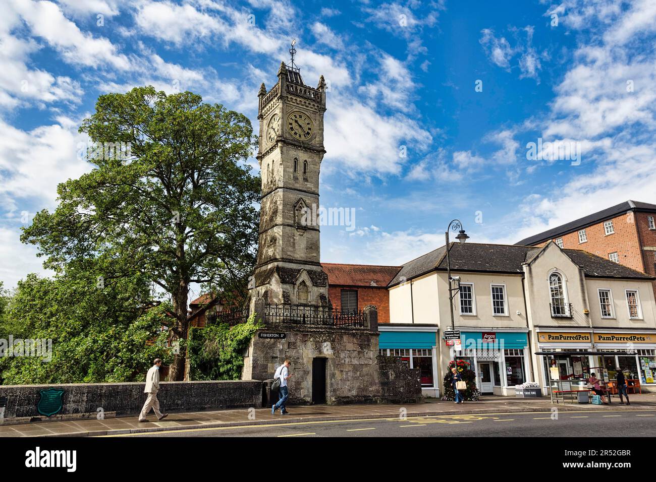 Victorian Clock Tower, Pedestrian in Fisherton Street, Salisbury ...