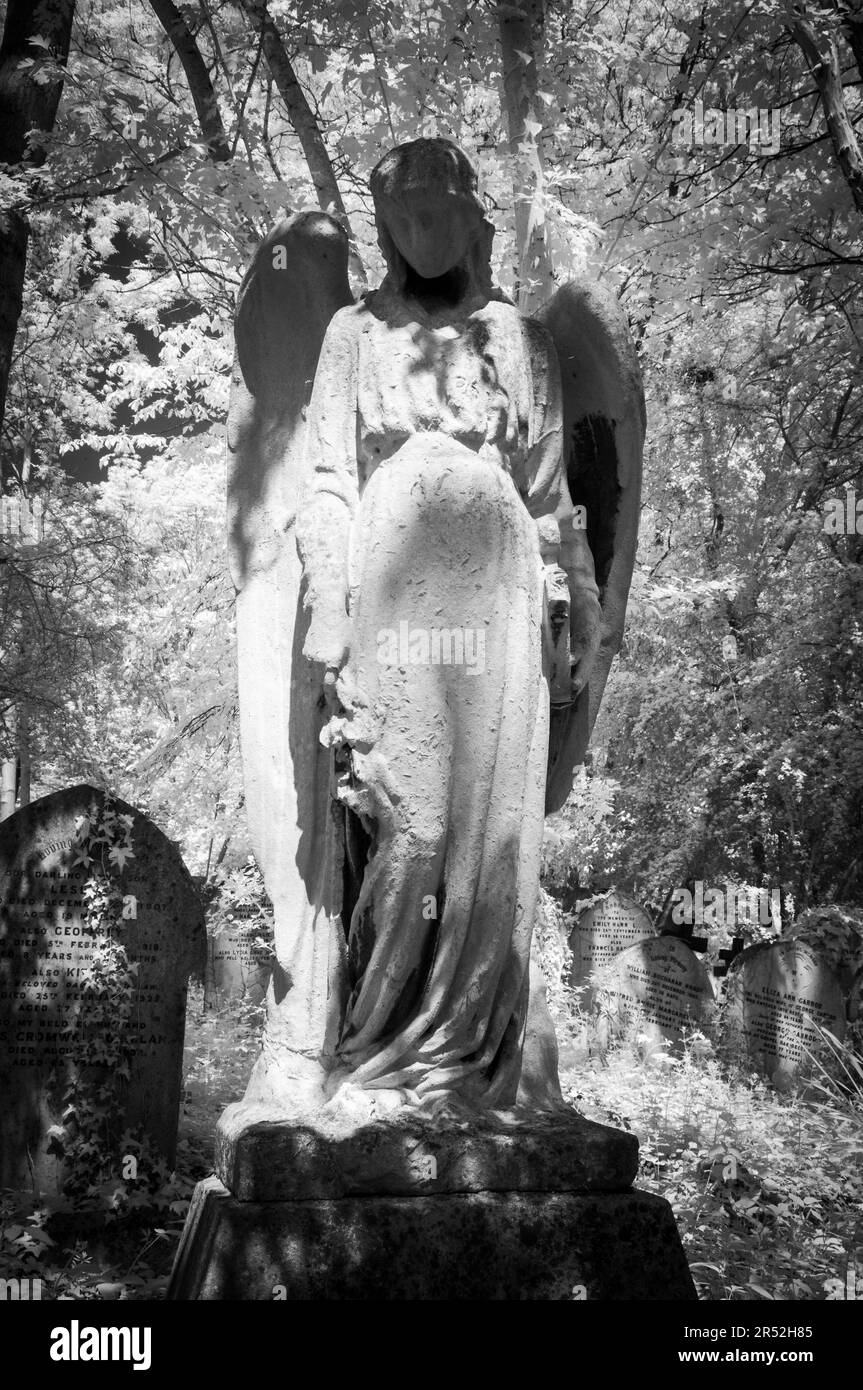 Victorian tomb stone angel Black and White Stock Photos & Images - Alamy