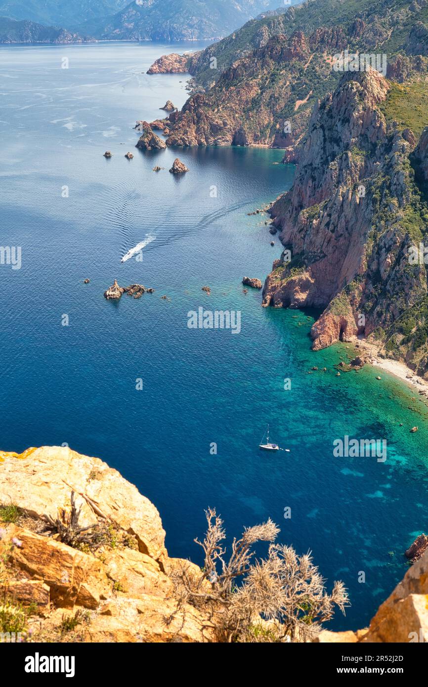 View over the bay of Porto, Unesco World Heritage, Corsica, France ...