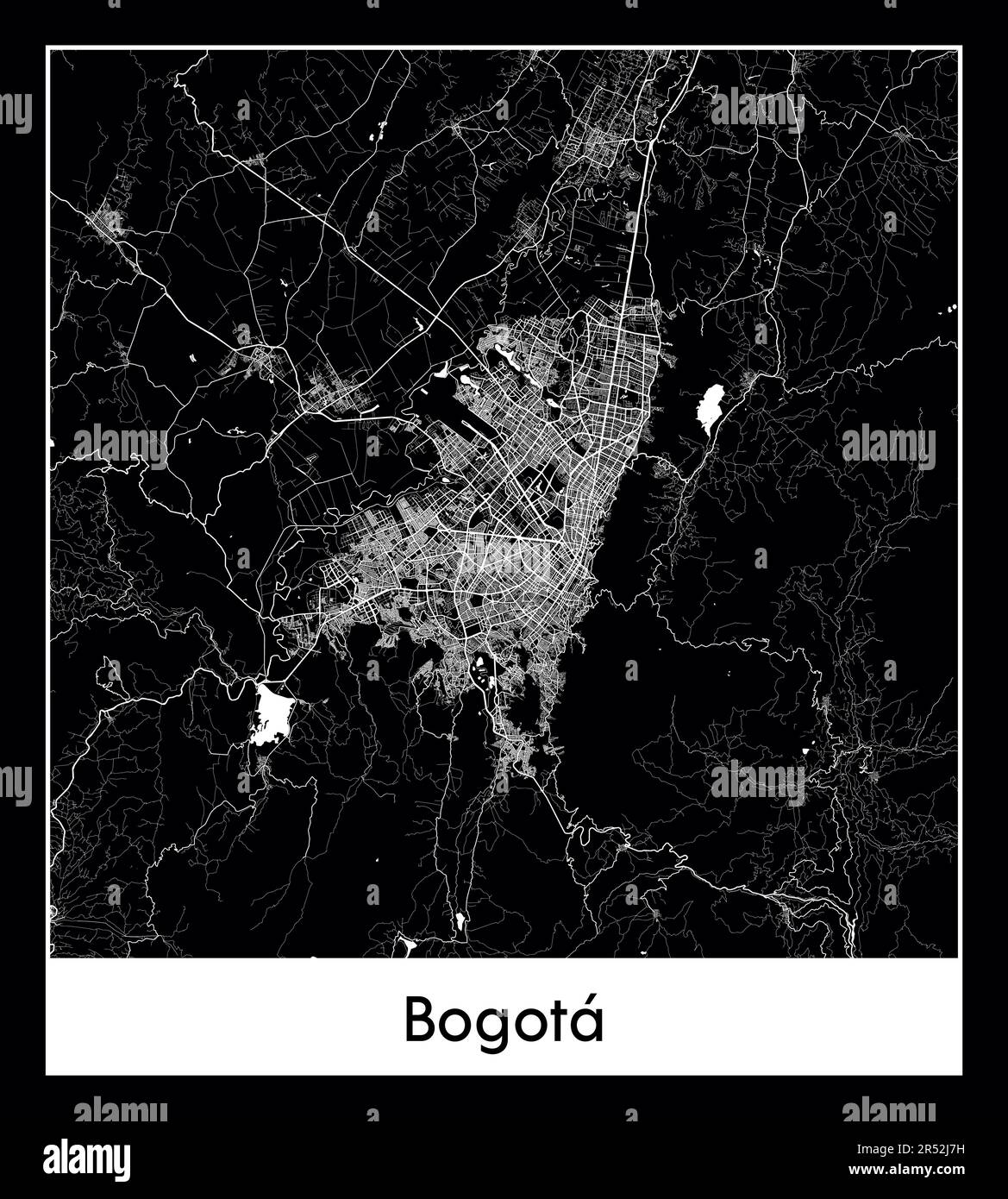 Minimal city map of Bogota (Colombia South America Stock Vector Image ...