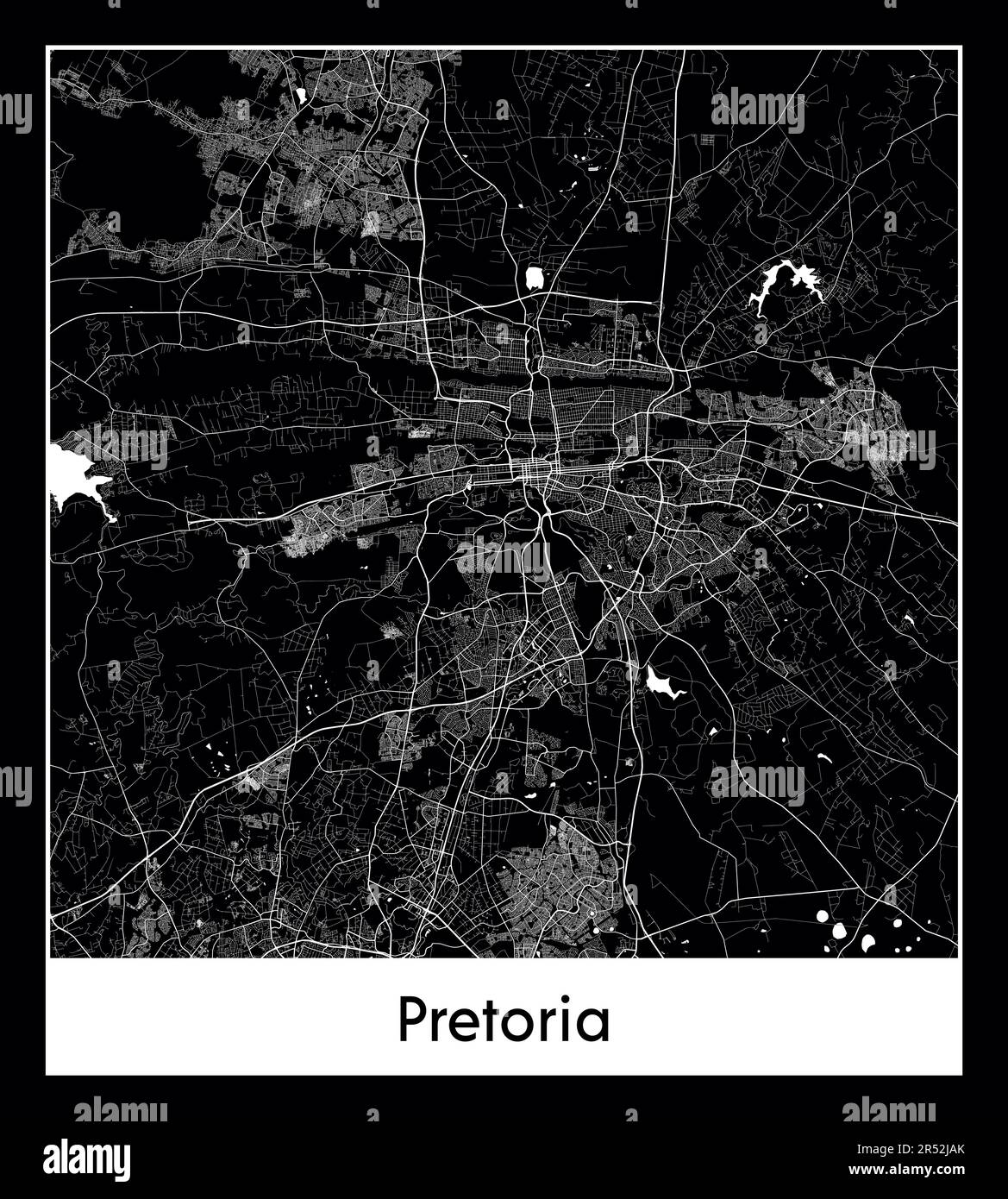Minimal city map of Pretoria (South Africa Africa Stock Vector Image ...