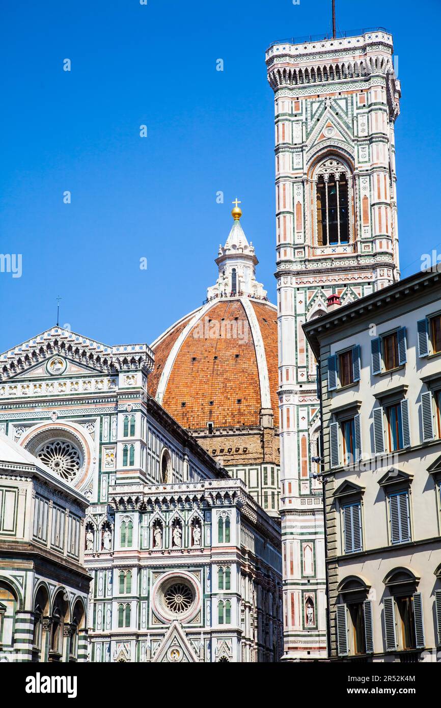 Italy, Florence. The famous landmark Campanile di Giotto, close to ...