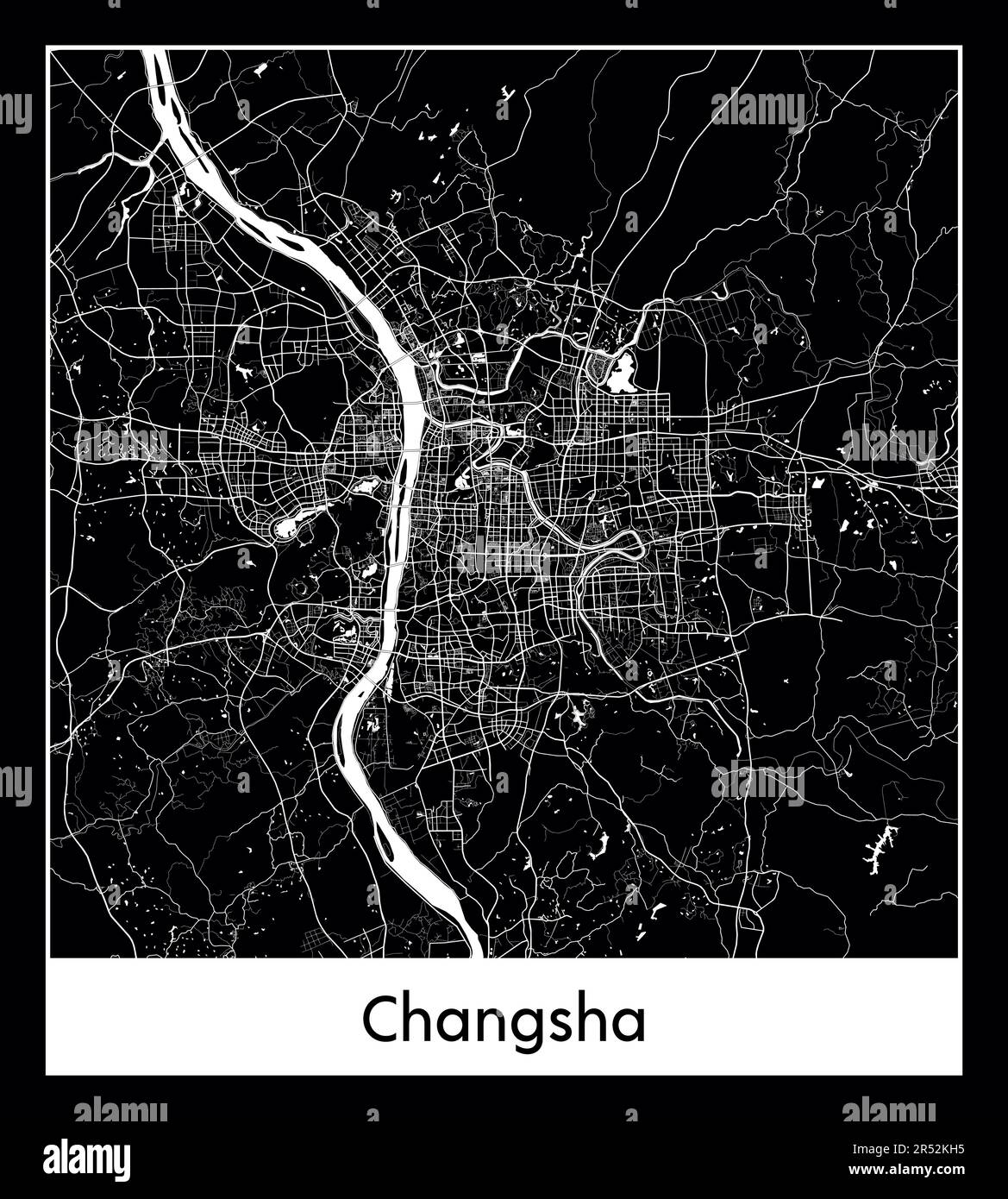 Minimal city map of Changsha (China Asia Stock Vector Image & Art - Alamy