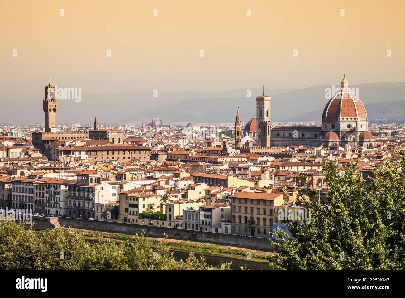 Panoramic view from Piazzale Michelangelo in Florence - Italy Stock ...