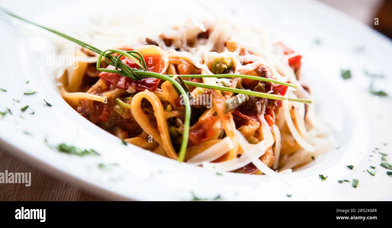 Italy, the best Florence restaurant. Example of Fettuccine Pasta served ...
