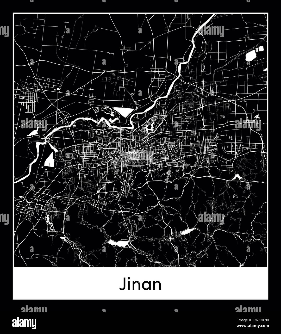 Minimal city map of Jinan (China Asia Stock Vector Image & Art - Alamy