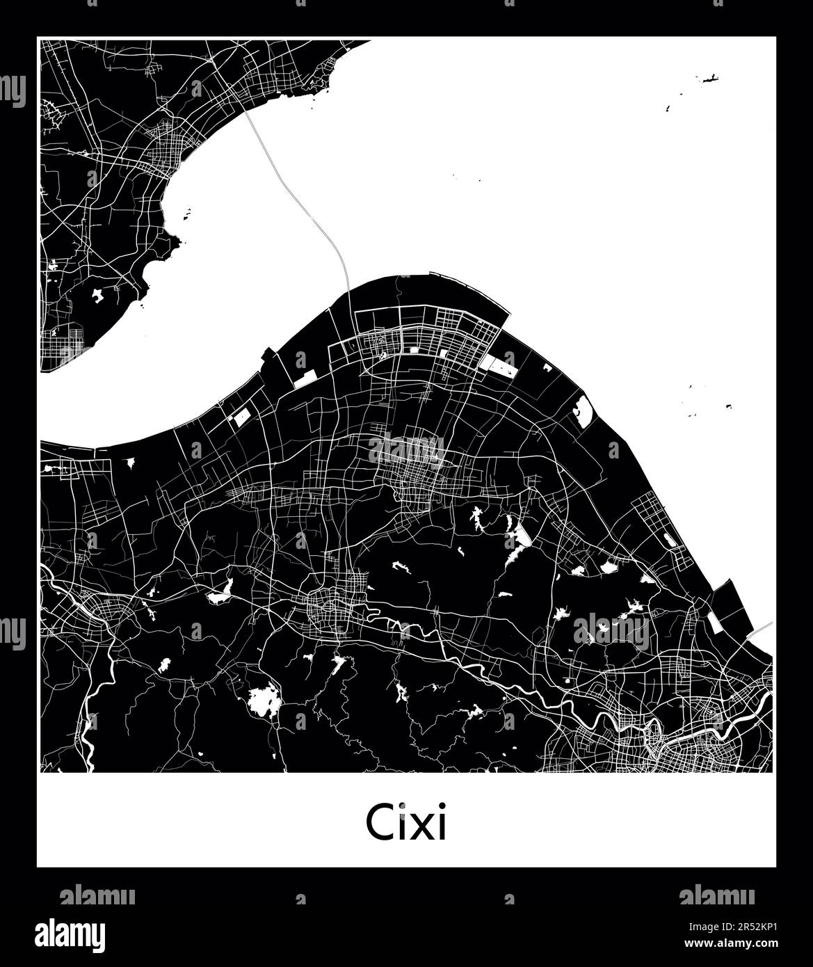 Minimal city map of Cixi (China Asia Stock Vector Image & Art - Alamy