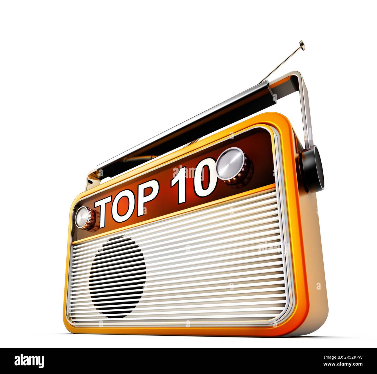 high resolution rendering of a radio wit a taop 10 icon Stock Photo - Alamy