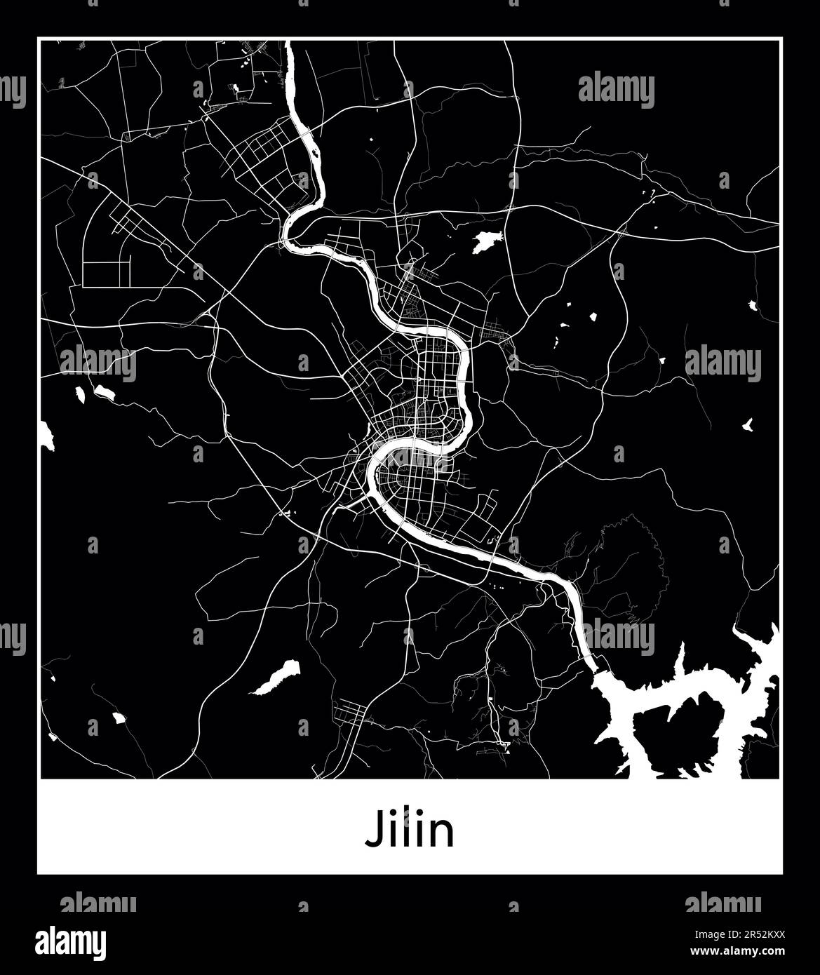 Minimal city map of Jilin (China Asia Stock Vector Image & Art - Alamy
