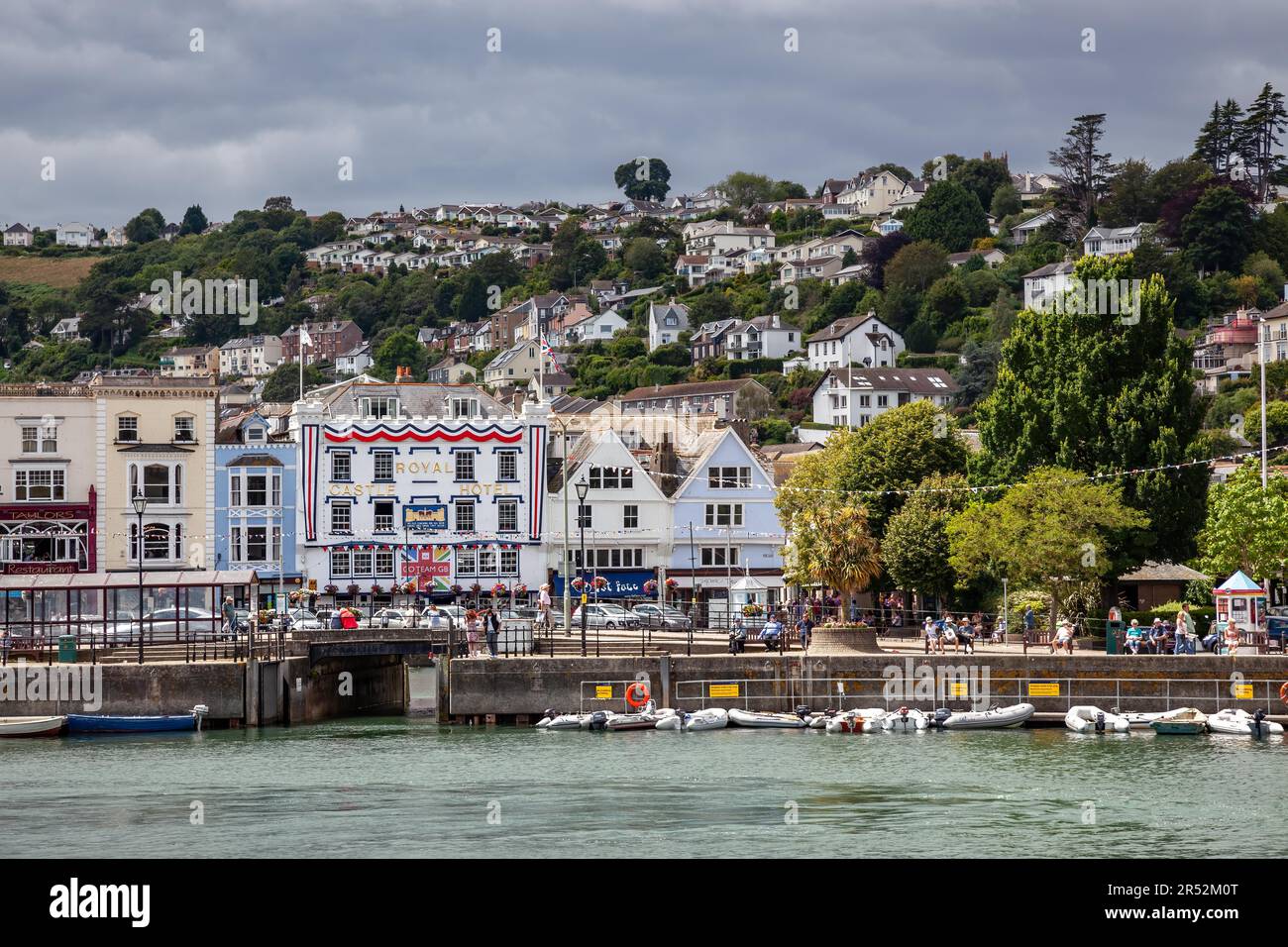 DARTMOUTH, DEVON, UK - JULY 29 : View across the River Dart towards the ...