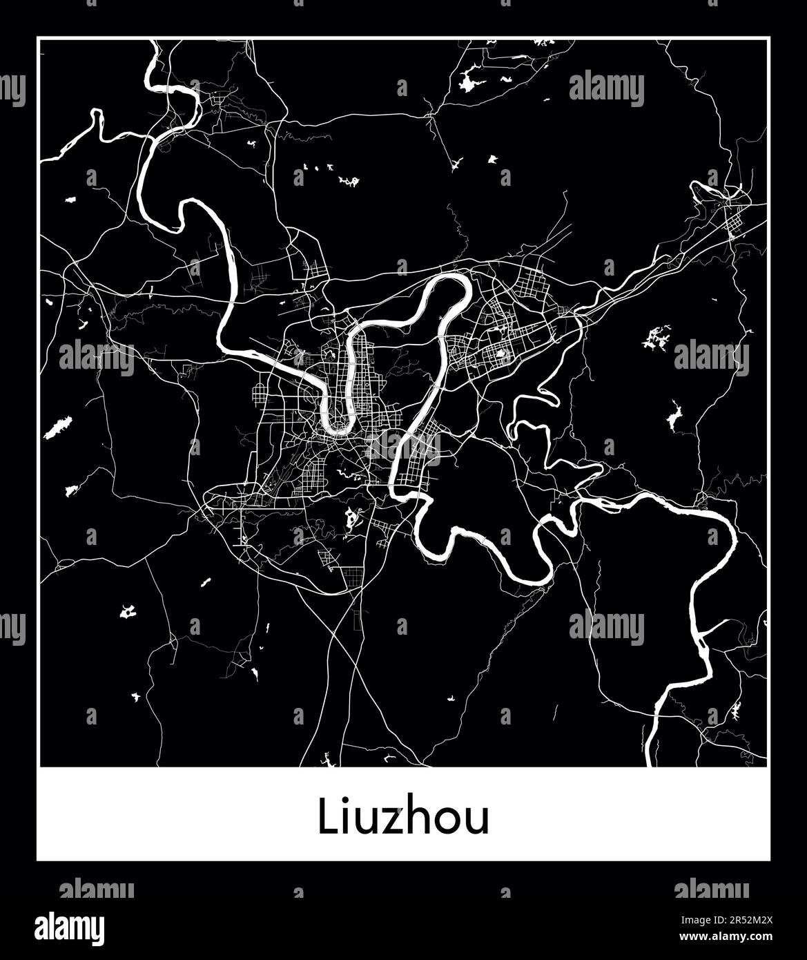 Minimal city map of Liuzhou (China Asia Stock Vector Image & Art - Alamy