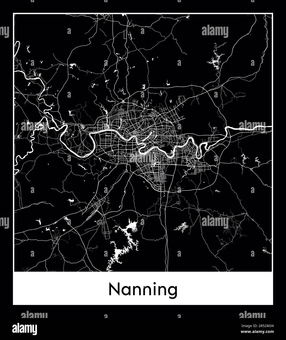Minimal city map of Nanning (China Asia Stock Vector Image & Art - Alamy