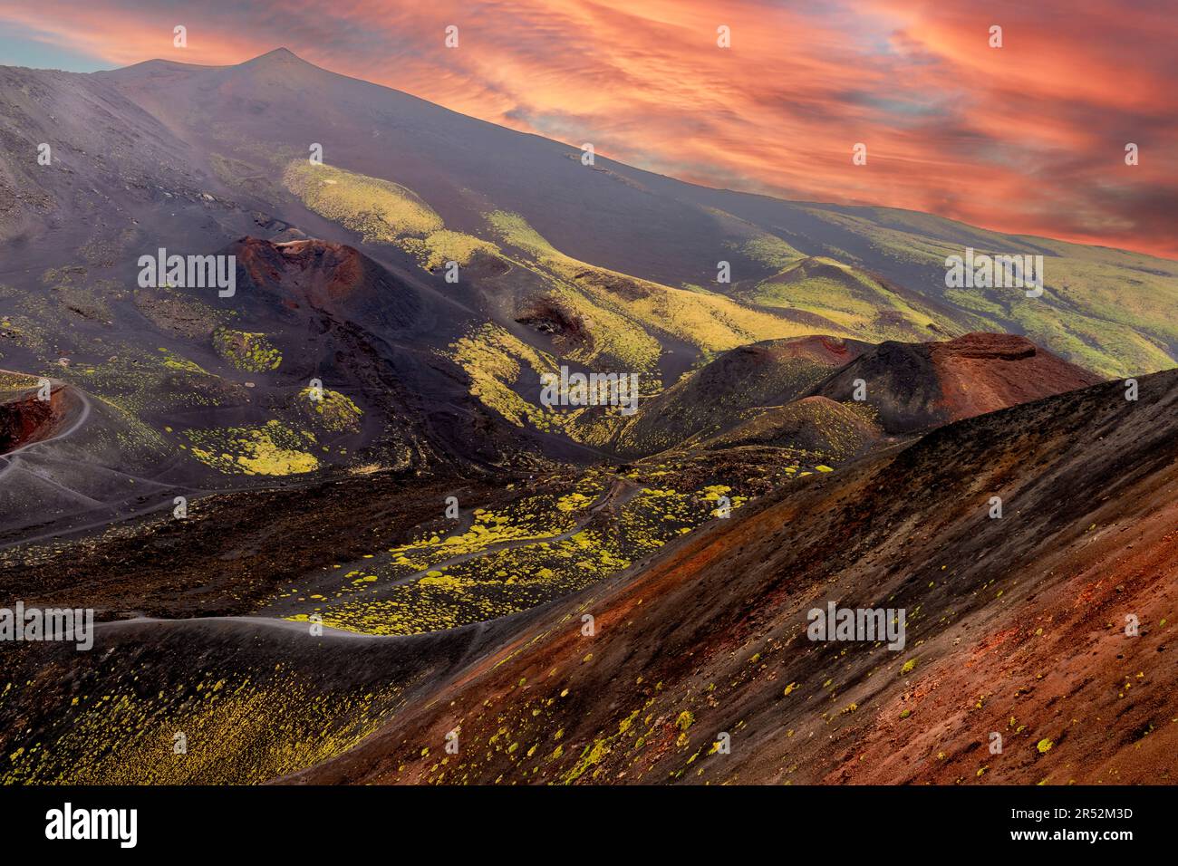 Colorful Volcanic Landscape of Mount Etna (south side), Sicily, Italy ...