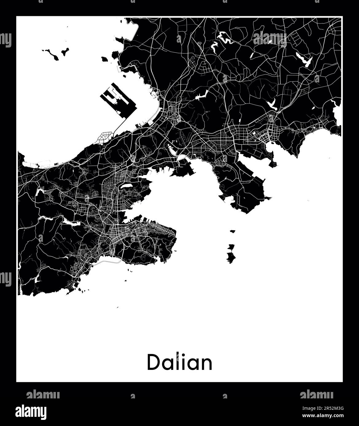 Minimal city map of Dalian (China Asia Stock Vector Image & Art - Alamy